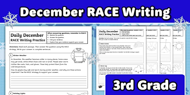 Third Grade December RACE Writing Morning Work