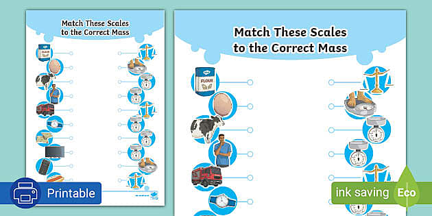 Match These Scales to the Correct Mass Activity Sheet