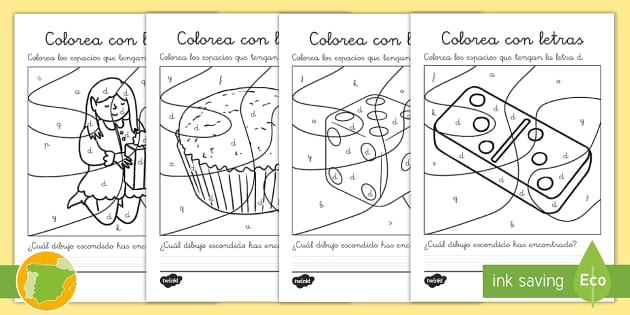 Colorea con letras: La D