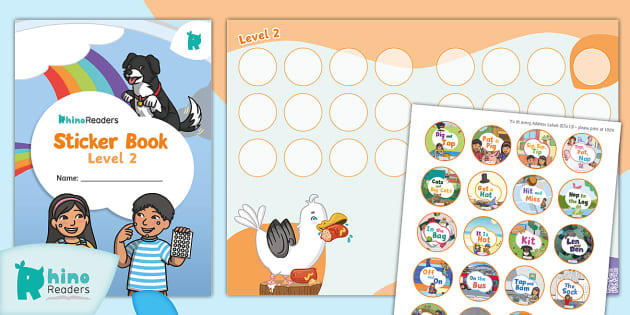 Rhino Readers Level 2 Sticker Book (teacher made) - Twinkl