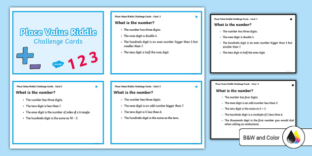 Place Value Riddle Math Challenge Cards For 3rd 5th Grade