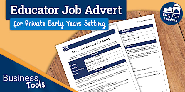 Early Years Educator Job Advert Template | Twinkl
