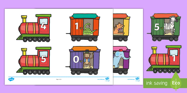 'Number Bonds to 10 on Trains and Carriages Cut-Outs - Number Bonds to 5 on