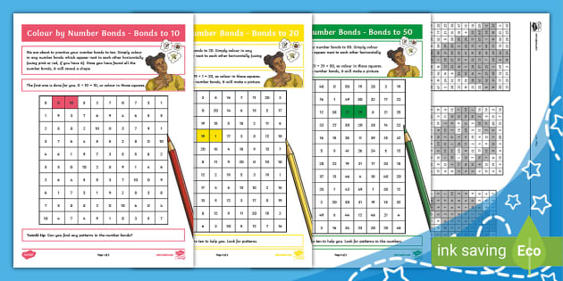 👉 Colour by Number Bonds (teacher made) - Twinkl