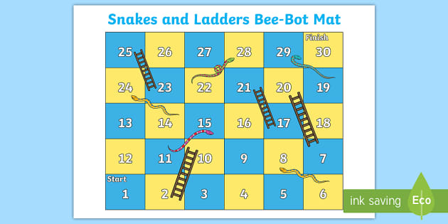 Snakes and Ladders Bee-Bot Mat - snake, ladder, game, play, activity