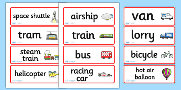 Transport Word Cards - ESL Transport Vocabulary - Twinkl