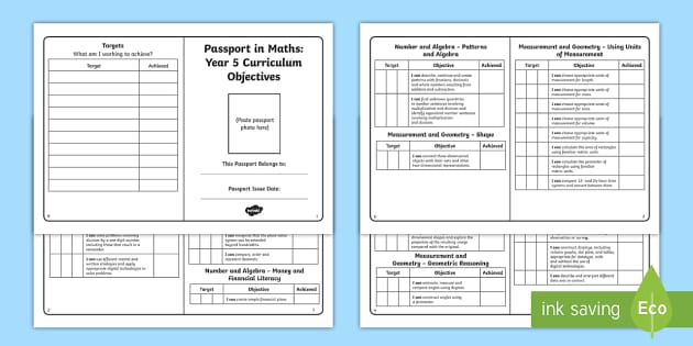 Year 5 Passport in Maths: Australian Curriculum Checklist
