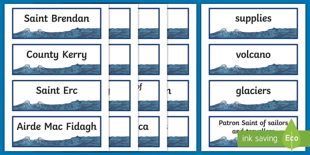 Saint Brendan the Navigator Word Cards-Irish (teacher made)