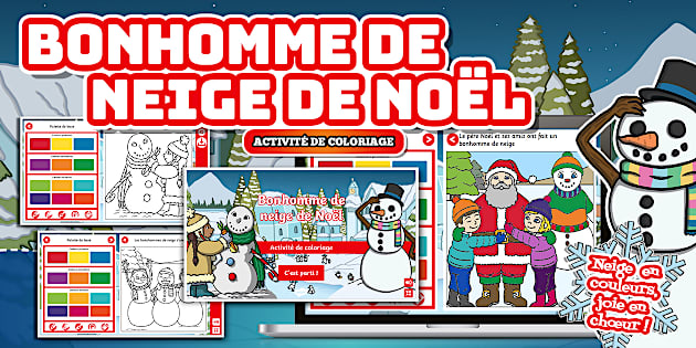 Jeu coloriage interactif : Bonhomme de neige de Noël