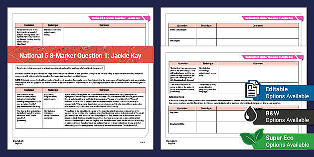 National 5 8 Marker Question 1 Jackie Kay (teacher made)