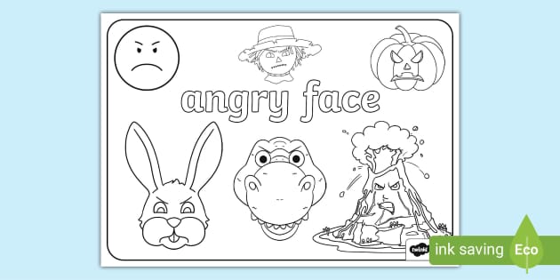 Angry Face Doodle Colouring Page (teacher made) - Twinkl