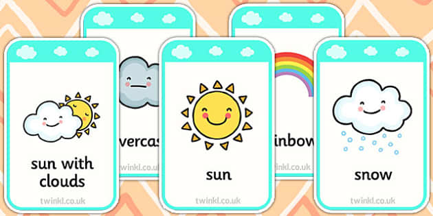 Weather Flashcards - weather, seasons, visual aids, keywords