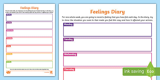 Feelings Diary Hecho Por Educadores Twinkl