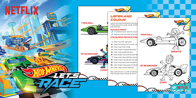 Hot Wheels: Listen and Colour Activity