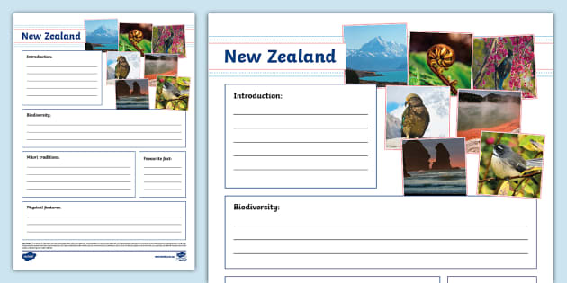 New Zealand Non-Chronological Report Template - Twinkl