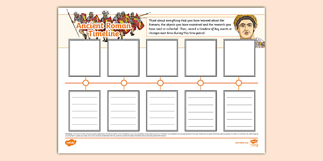Ancient Roman Timeline Worksheet (teacher made) - Twinkl