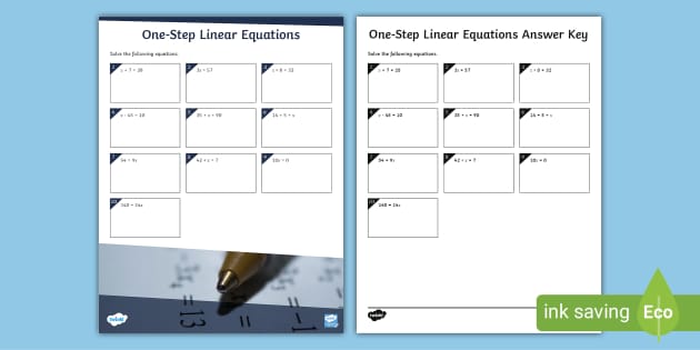 5 Examples Of Linear Equations In One Variable Worksheet Pdf Home