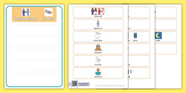 Twinkl Symbols: Getting Ready for Bed Sequencing Activity