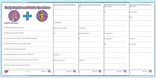 Daily English and Maths Practice - 100 questions - Twinkl