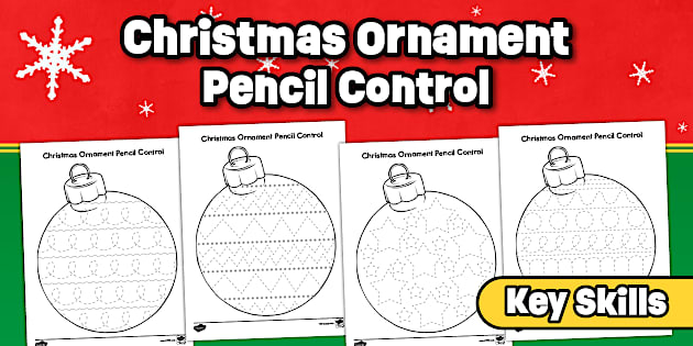 Christmas Ornament Pencil Control Worksheets