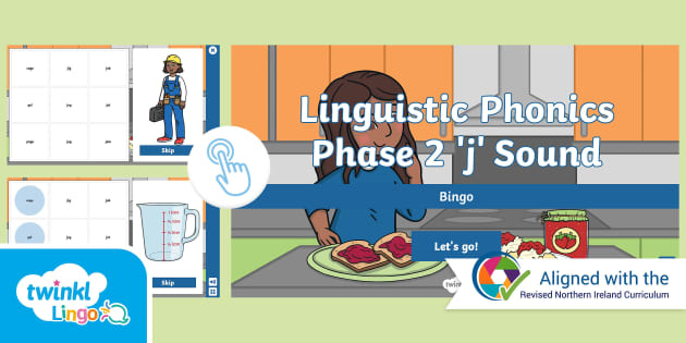 Linguistic Phonics Phase 2 'j' Sound Bingo Game