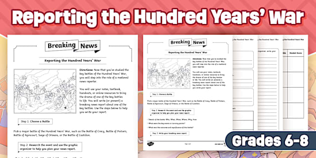 Breaking News: Reporting the Hundred Years' War Activity for 6th-8th Grade