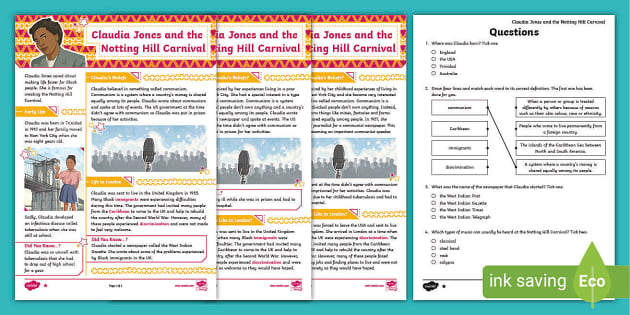 LKS2 Claudia Jones and the Notting Hill Carnival - Twinkl