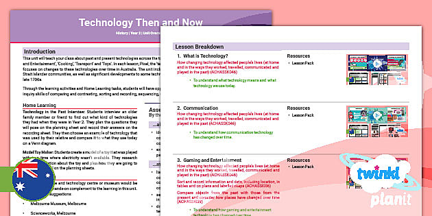 Year 2 HASS History Technology Then and Now Unit Overview