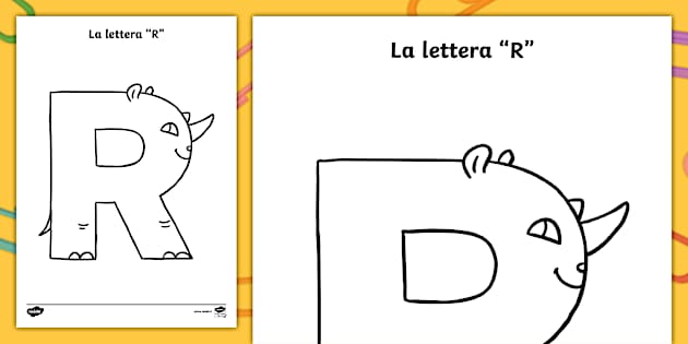 Poster della lettera R da colorare (teacher made) - Twinkl