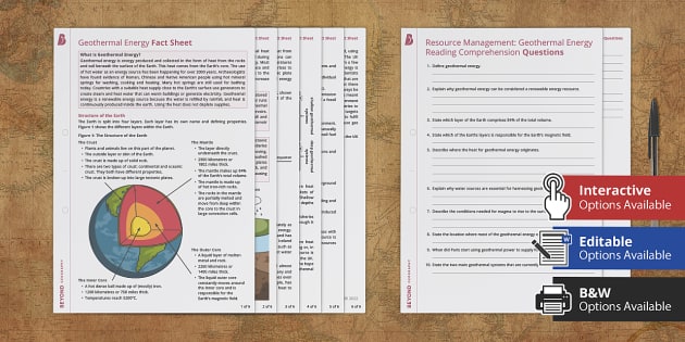 GCSE Resource Management Geothermal Energy Comprehension