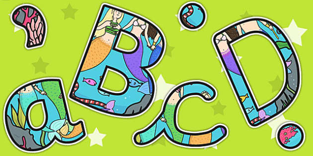 The Little Mermaid Themed Size Editable Display Lettering