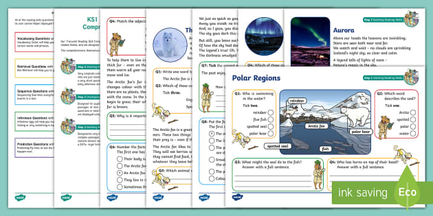 KS1 Polar Regions: Focused Reading Skills Comprehension Pack