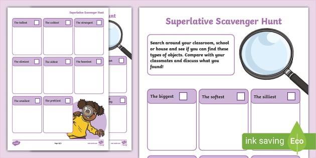 ESL Superlative Scavenger Hunt (teacher made) - Twinkl