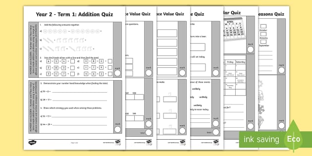 Year 2 Term 1 Mathematics Assessment Pack - Twinkl