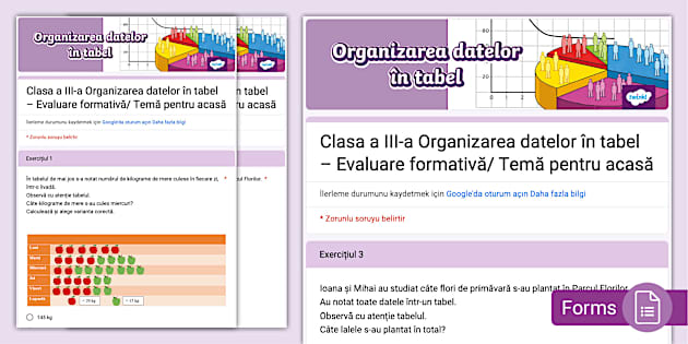 Clasa a III-a Organizarea datelor în tabel – Evaluare