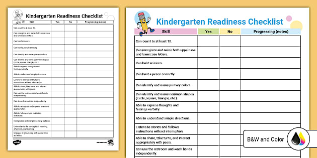 Kindergarten Readiness Checklist (teacher made) - Twinkl
