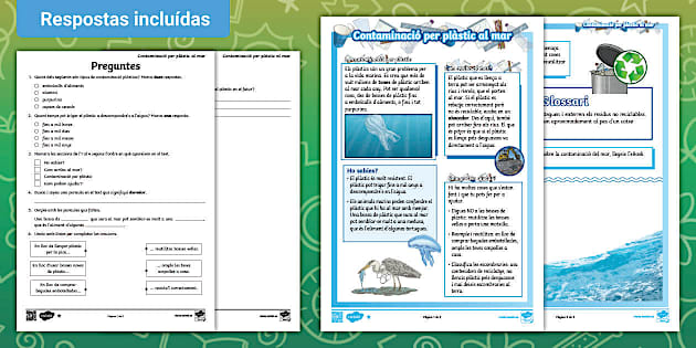 Comprensió lectora per nivells: Contaminació per plàstic al mar - Català Comprensió lectora per nivells: Contaminació per plàstic al mar - Català