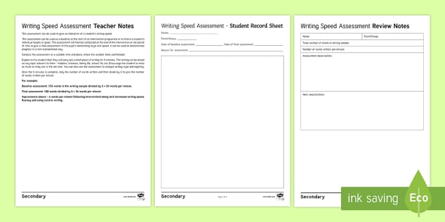 Writing Speed Assessment Sheet teacher Made Twinkl