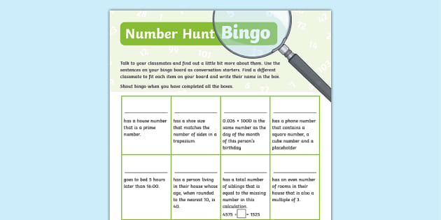 👉 UKS2 Maths Icebreaker Activity- Number Hunt Bingo