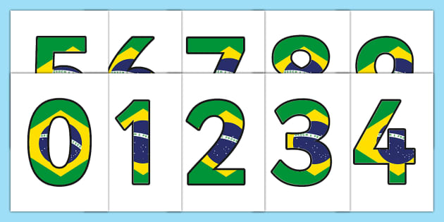 FREE! - Brazilian Flag Display Numbers (teacher made)