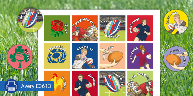 Rugby Six Nations - Sports - Reward Stickers (teacher made)