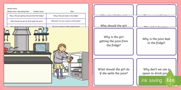 Kitchen Scene Blanks Level 4 Questions (Teacher-Made)