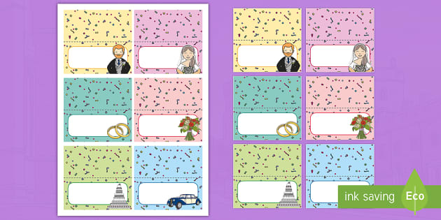 Wedding Party Place Name Table Labels (Teacher-Made)