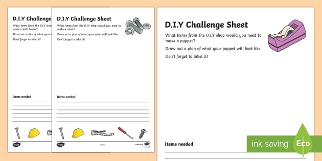 DIY Challenge Sheets (teacher made) - Twinkl