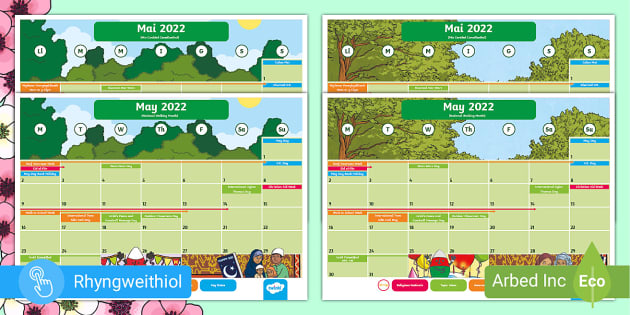 FREE! - Calendr Digwyddiadau Mis Mai/May Events Calendar 2022