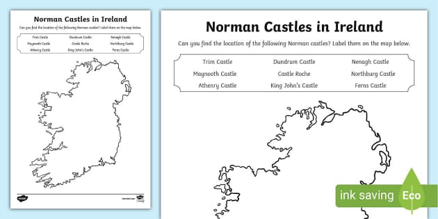 Norman Castles in Ireland Worksheet (teacher made) - Twinkl