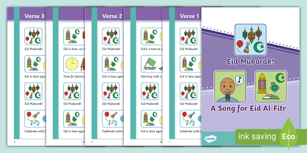 Twinkl Symbols: Eid Mubarak Song Support for Eid al-Fitr