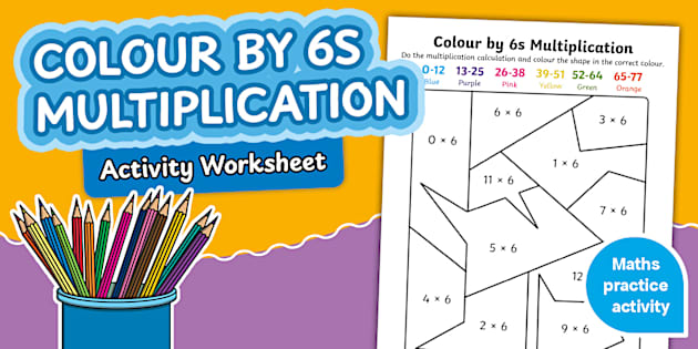 Colour by 6s Multiplication Activity Worksheet