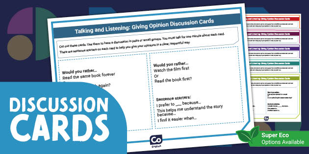 Talking and Listening: Giving Opinion Discussion Cards