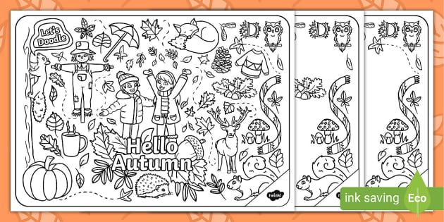 Let's Doodle About Autumn Colouring Pages (Teacher-Made)